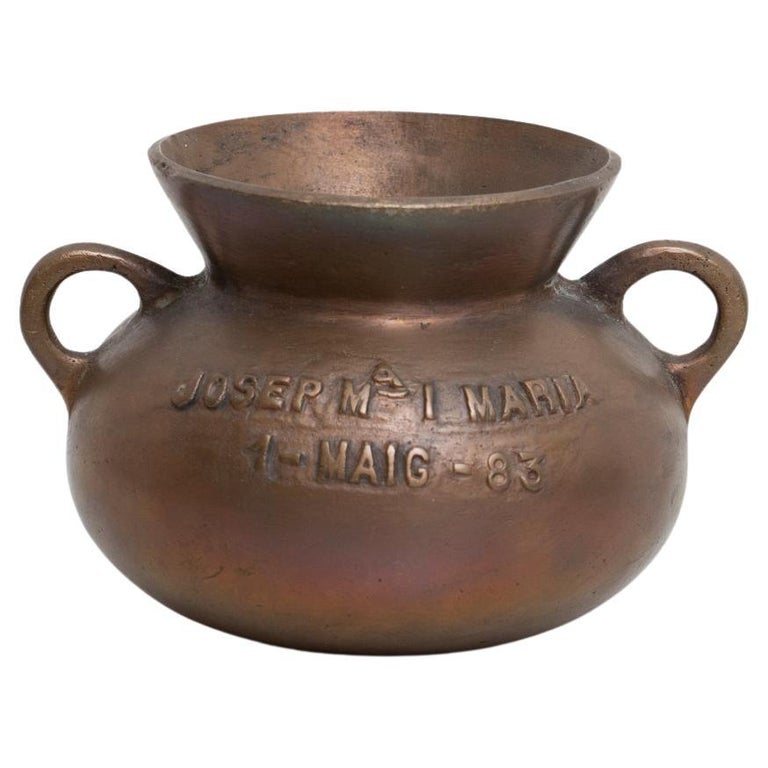 Traditional Spanish Vintage Bronze Pot, Signed and Dated, circa 1980 ...