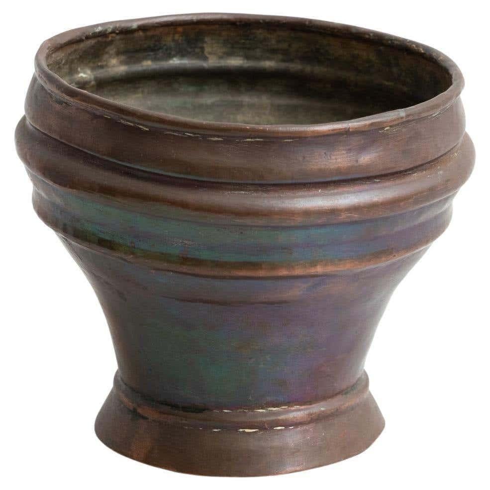 Traditional Spanish Vintage Metal Vase, circa 1950 For Sale at 1stDibs