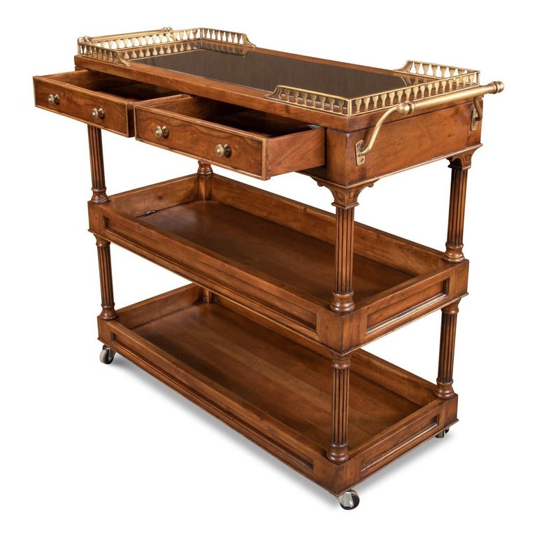 Traditional Style Walnut Rolling Bar Cart For Sale at 1stDibs ...