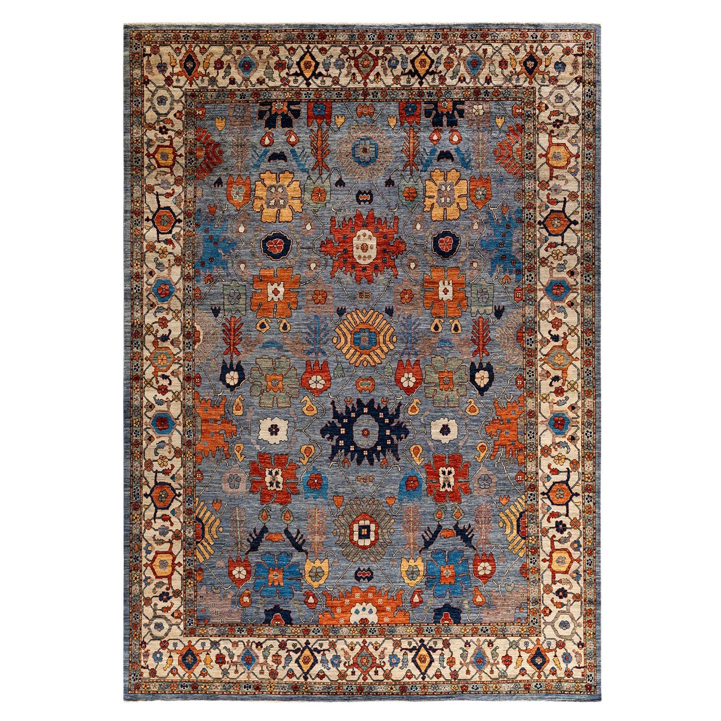 Traditional Tribal Hand Knotted Wool Gray Area Rug For Sale at 1stDibs