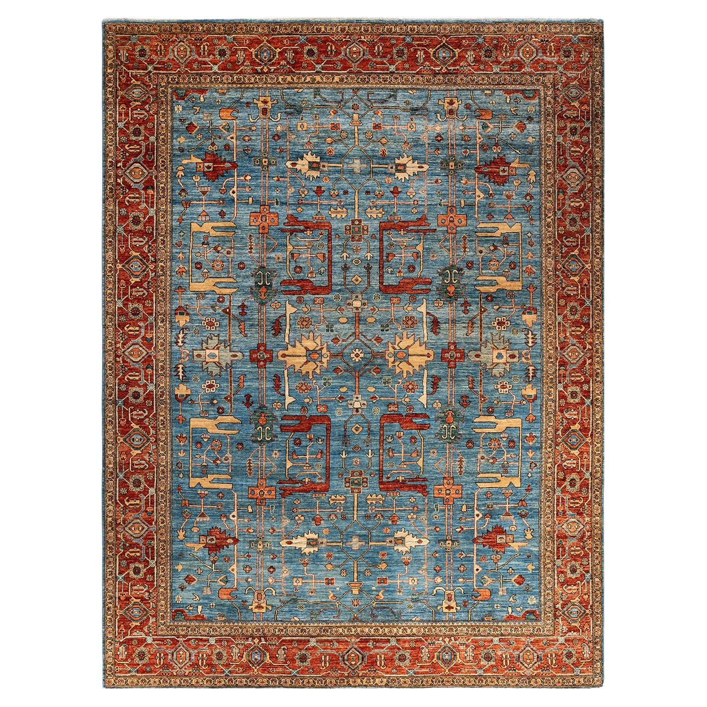 Traditional Tribal Hand Knotted Wool Light Blue Area Rug For Sale at ...