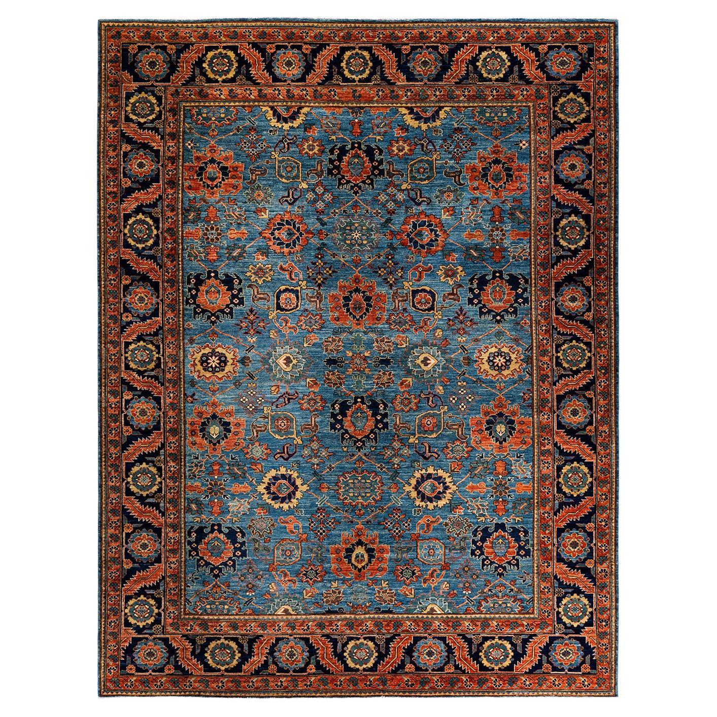 Traditional Tribal Hand Knotted Wool Light Blue Area Rug For Sale at ...