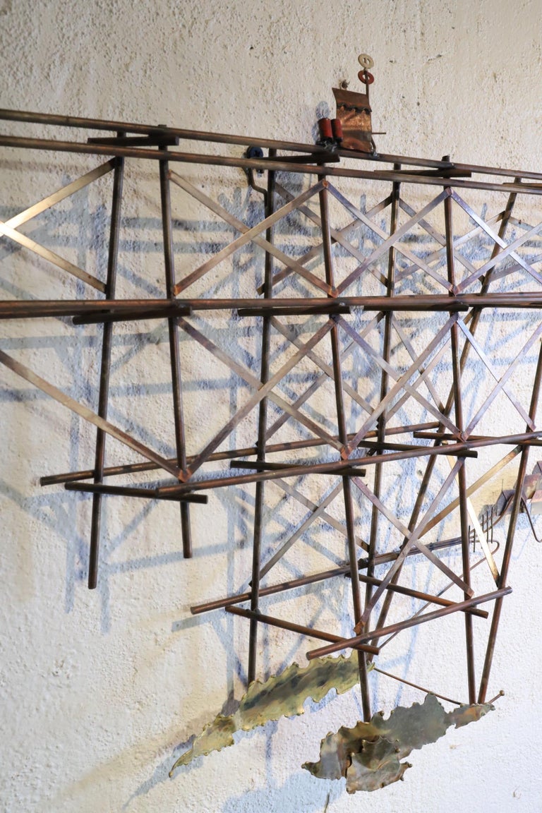 Train Bridge Wall Sculpture by Curtis Jere at 1stDibs