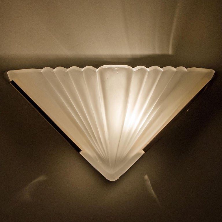 Traingle Shape Wall Sconce Art Deco Milkglass For Sale at 1stDibs