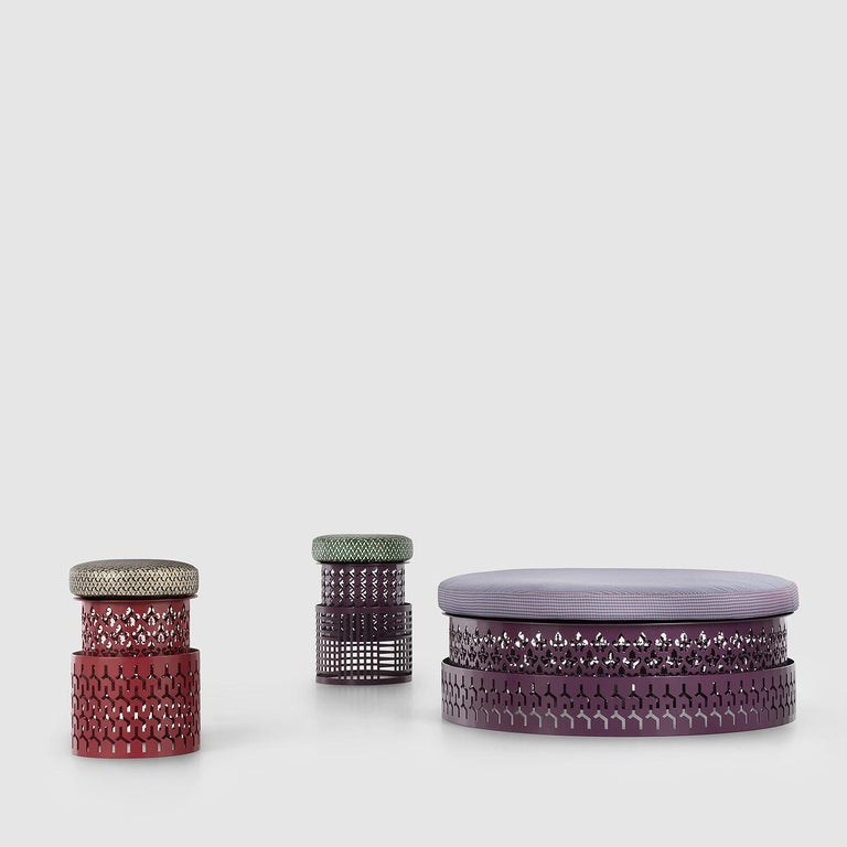 Trame Purple Oval Pouf For Sale at 1stDibs