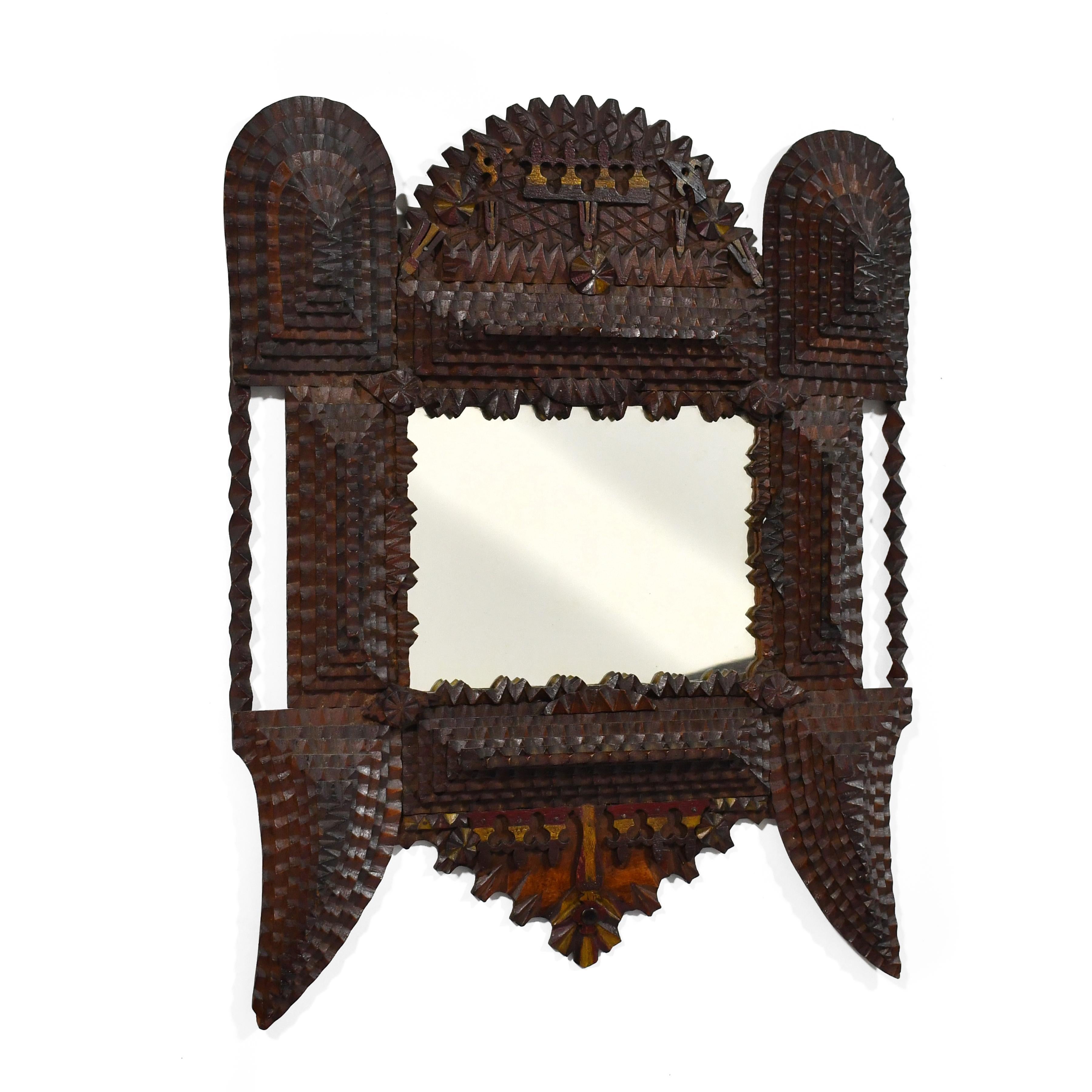 Tramp Art Frame with Mirror at 1stDibs | tramp art mirror