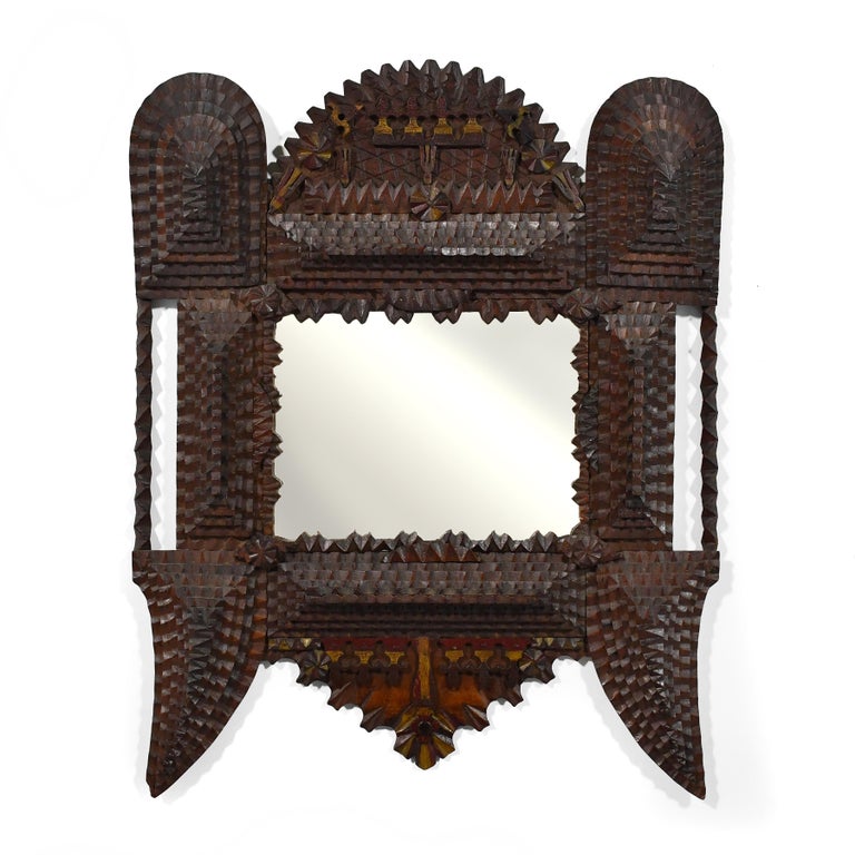 Tramp Art Frame with Mirror at 1stDibs | tramp art mirror