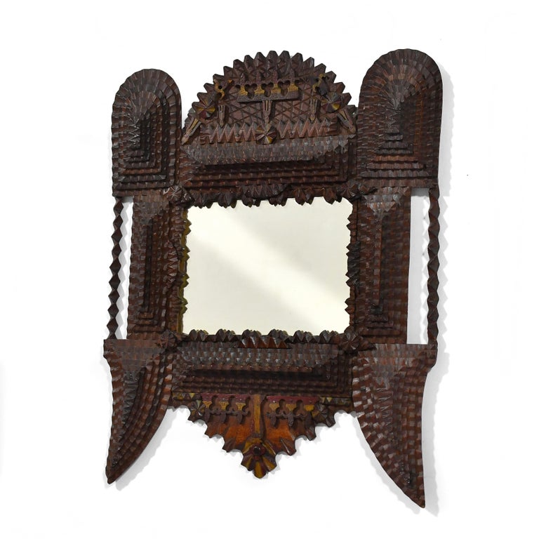 Tramp Art Frame with Mirror at 1stDibs | tramp art mirror