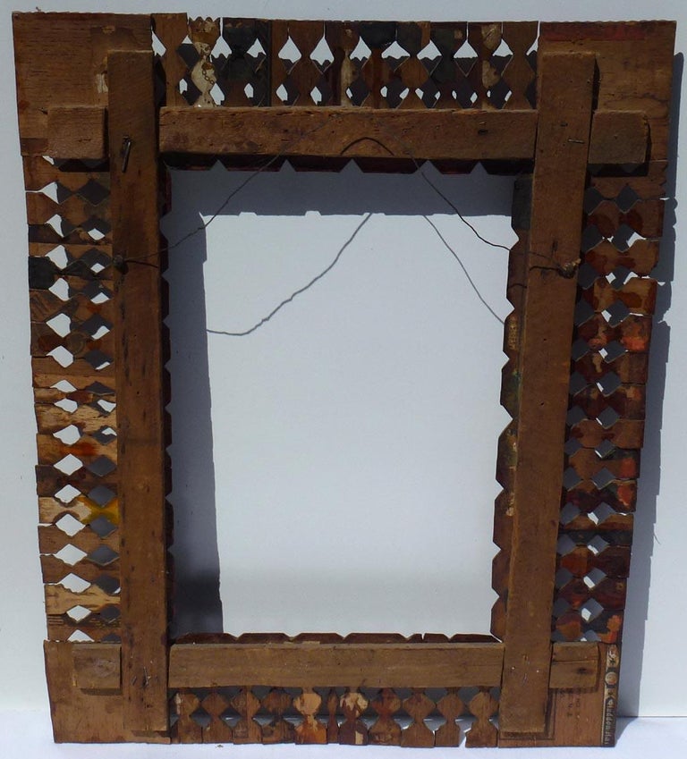 Tramp Art Frame with Moons, Decorated with Detailed Carving, Spears ...