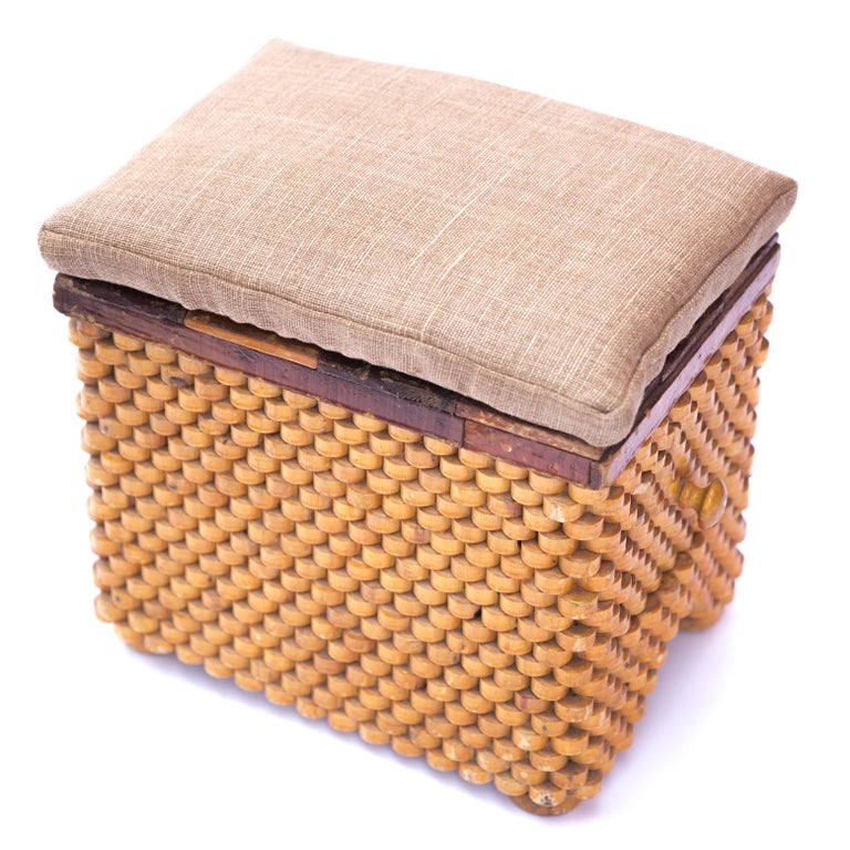 Tramp Art, Outsider Art Midcentury Throne Chair with Footstool at 1stDibs