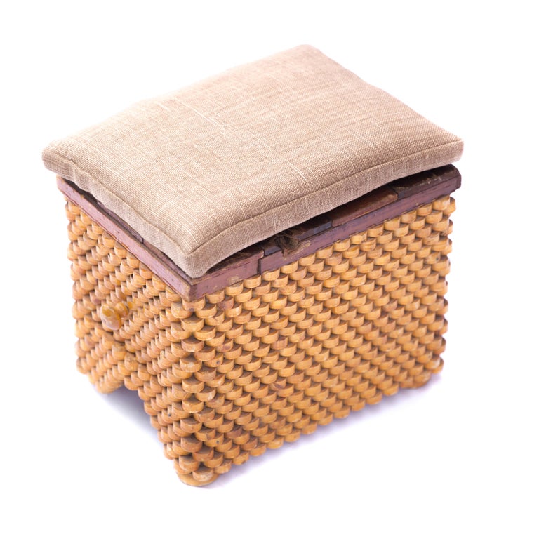 Tramp Art, Outsider Art Midcentury Throne Chair with Footstool at 1stDibs