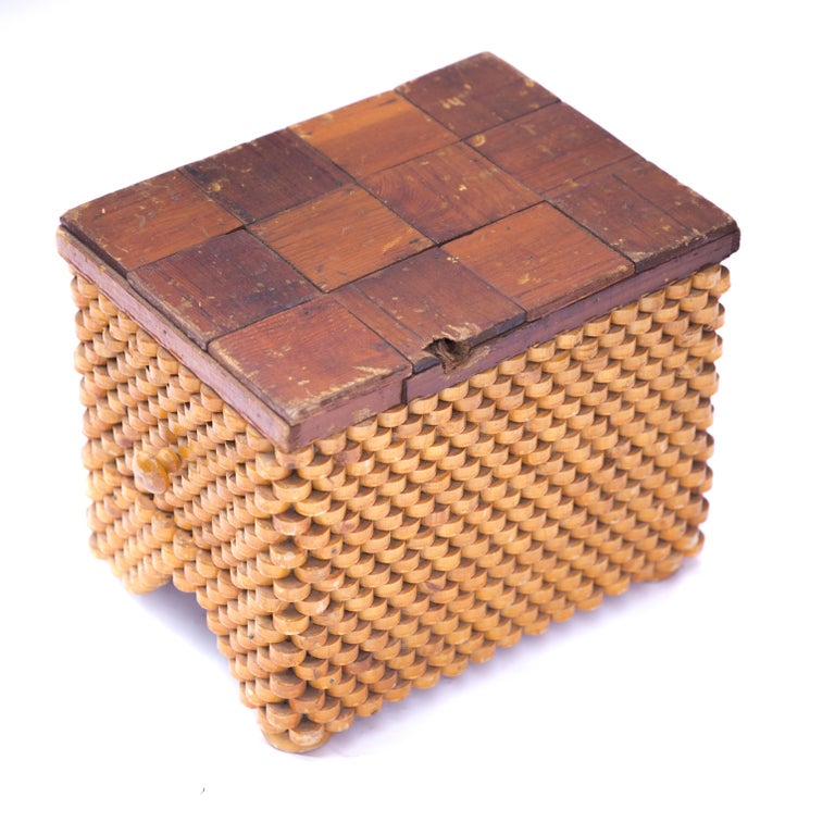 Tramp Art, Outsider Art Midcentury Throne Chair with Footstool at 1stDibs