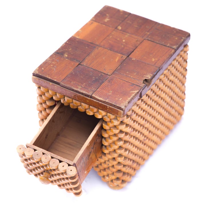 Tramp Art, Outsider Art Midcentury Throne Chair with Footstool at 1stDibs