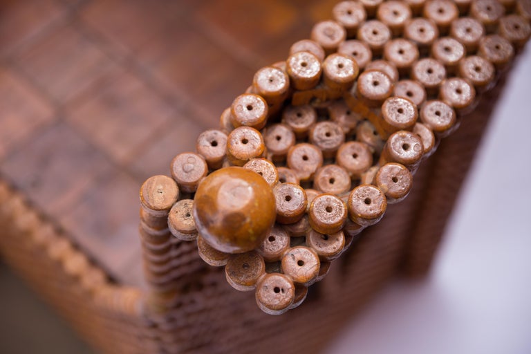 Tramp Art, Outsider Art Midcentury Throne Chair with Footstool at 1stDibs