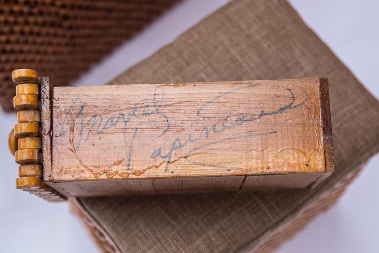 Tramp Art, Outsider Art Midcentury Throne Chair with Footstool at 1stDibs