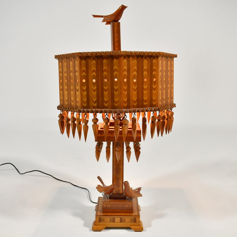 Tramp Art Table Lamp For Sale at 1stDibs