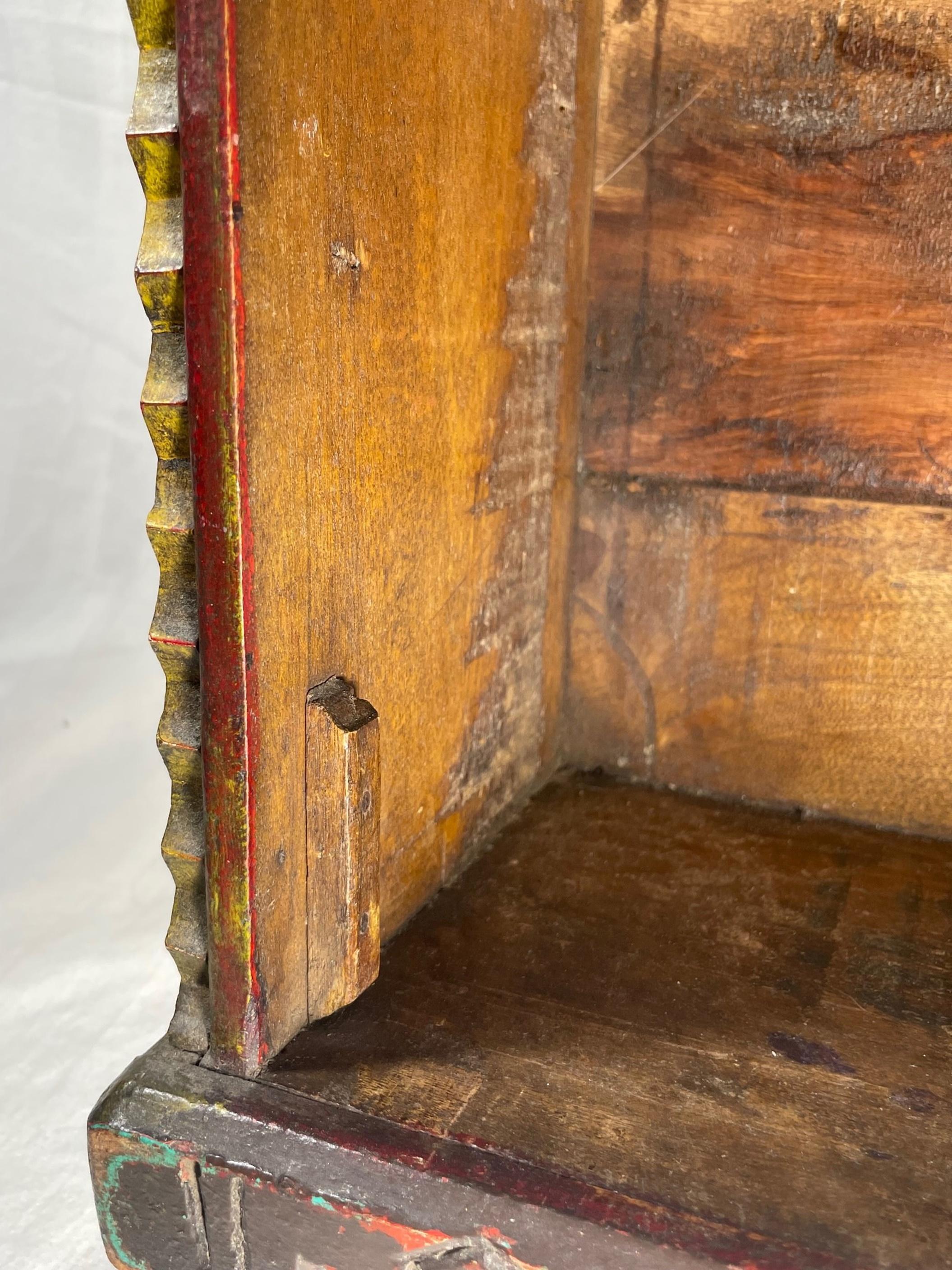 Tramp Art Wall Hanging Cabinet Hand Carved and Painted ca 1880 For Sale ...