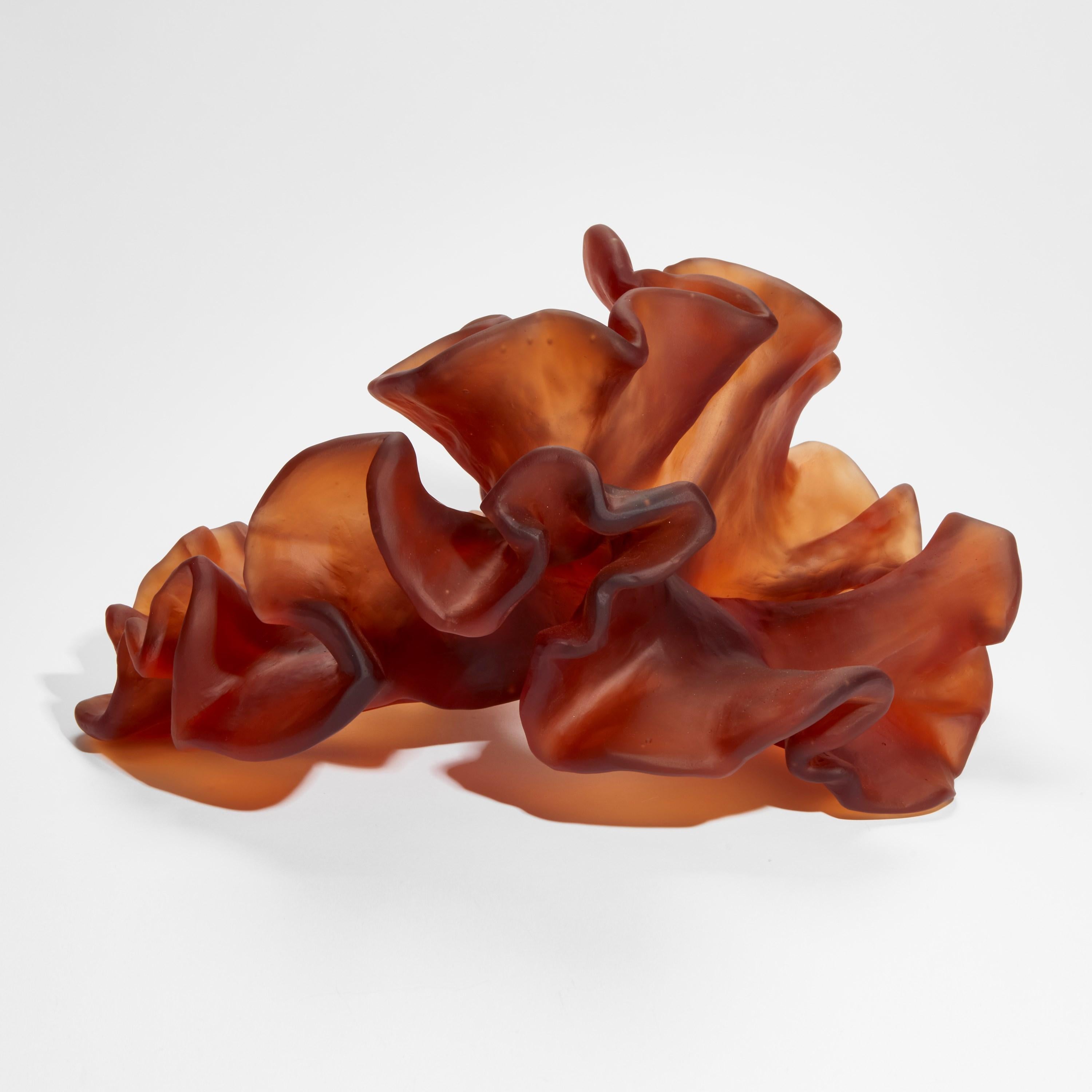 Tranquil Wander, Amber / Burnt Orange Cast Glass Sculpture by Monette ...