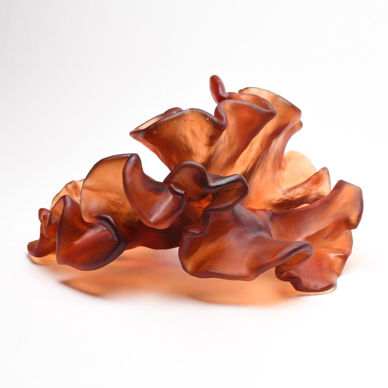 Tranquil Wander, Amber / Burnt Orange Cast Glass Sculpture by Monette ...