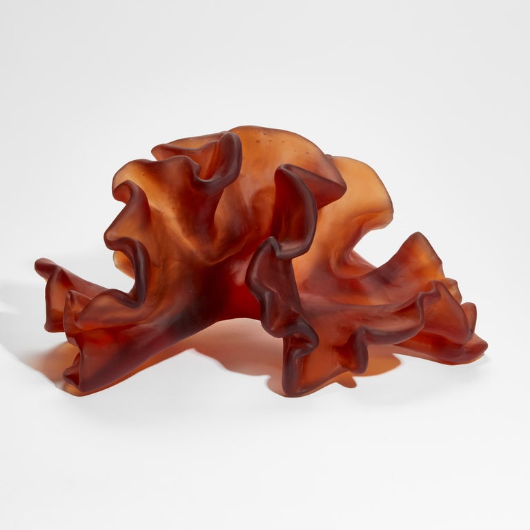 Tranquil Wander, Amber / Burnt Orange Cast Glass Sculpture by Monette ...