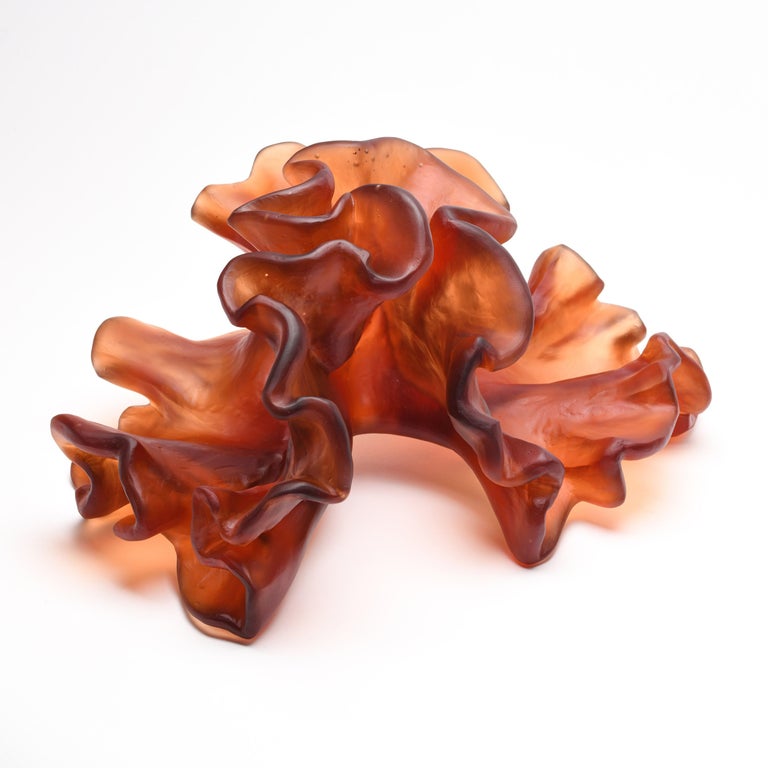 Tranquil Wander, Amber / Burnt Orange Cast Glass Sculpture by Monette ...