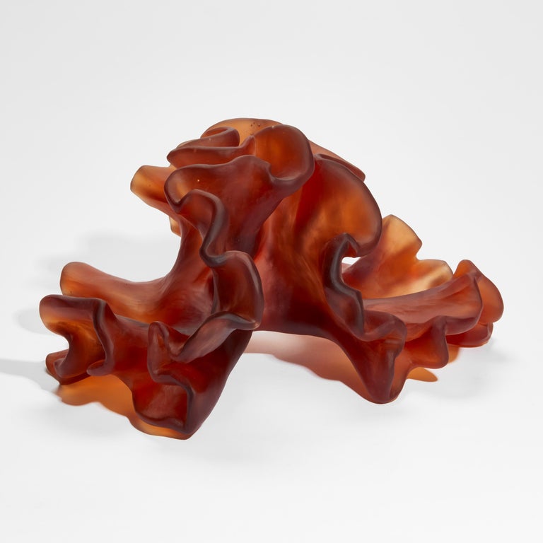 Tranquil Wander, Amber / Burnt Orange Cast Glass Sculpture by Monette ...