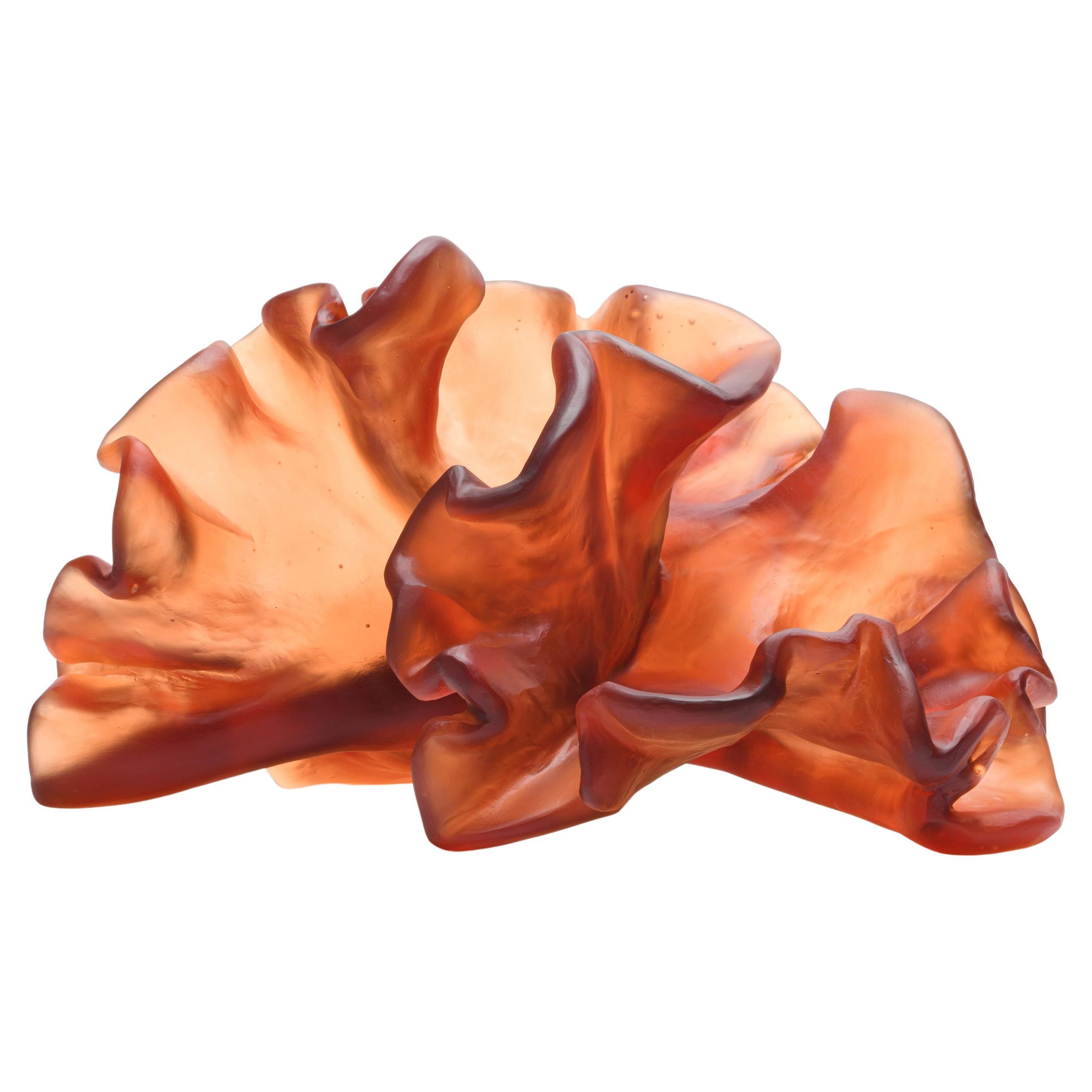 Tranquil Wander, Amber / Burnt Orange Cast Glass Sculpture by Monette ...