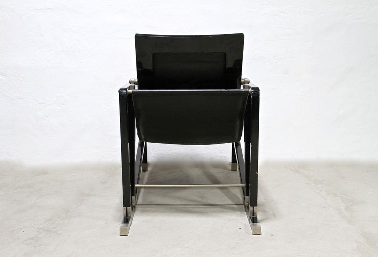 Transat Chair With Black Leather, Design Eileen Gray 1927, France ca ...