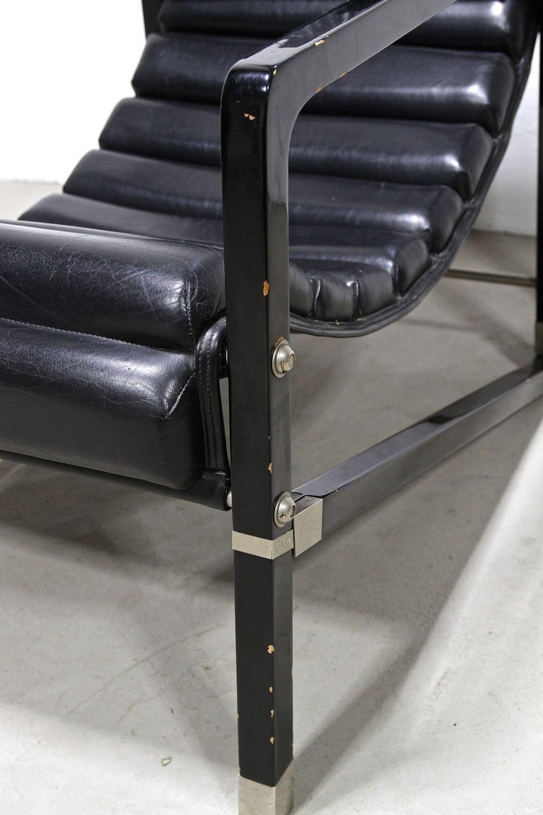 Transat Chair With Black Leather, Design Eileen Gray 1927, France ca ...