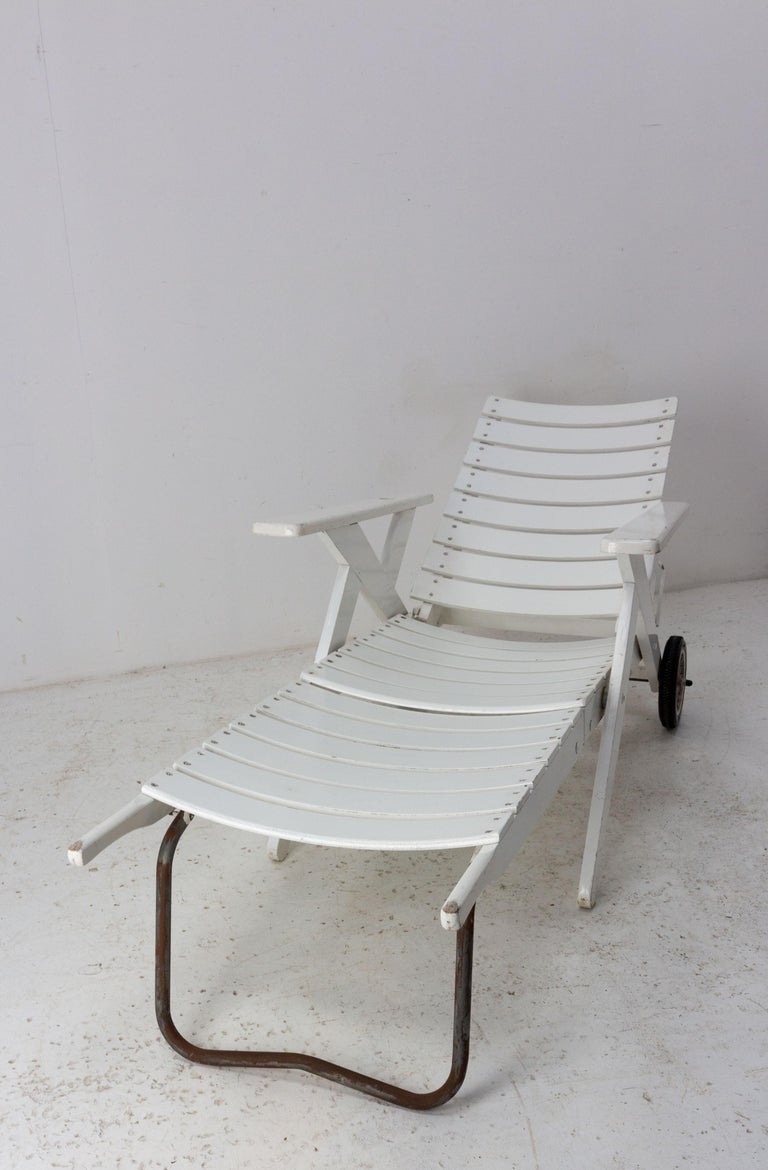 Transat Deck Chair Patio Lounger, French, circa 1960 For Sale at 1stDibs