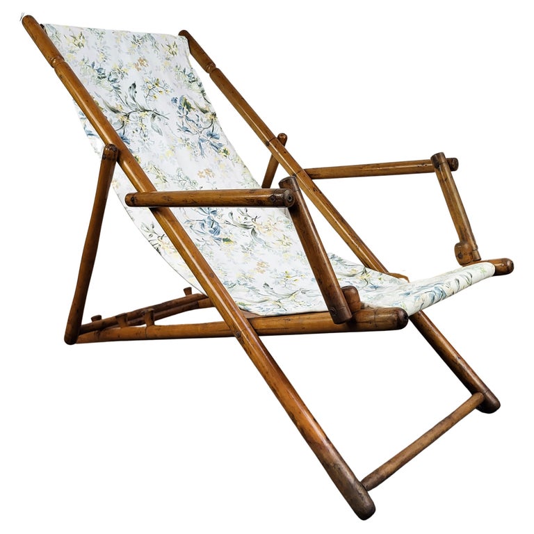 Transat Folding Deck Chair Patio Lounger, Chaise Longue, Bambo Wood and ...