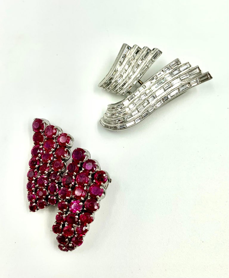 Transformable Drayson London Art Deco Platinum Diamond Ruby Wings ...