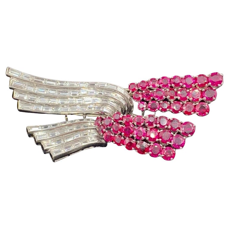 Transformable Drayson London Art Deco Platinum Diamond Ruby Wings ...