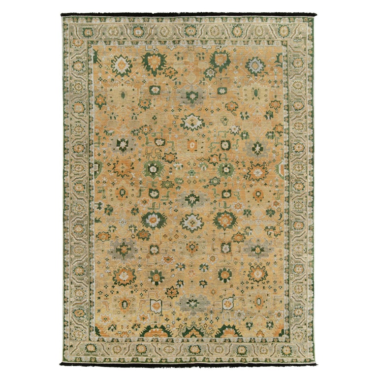 Rug and Kilim's Transitional Agra Style Rug in Green, Gold and White ...