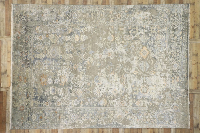New Transitional Area Rug with Oushak Pattern and Transitional Bungalow ...