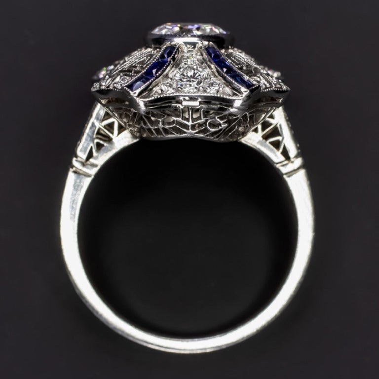 Transitional Cut Diamond and Sapphire Cocktail Diamond Ring For Sale at ...