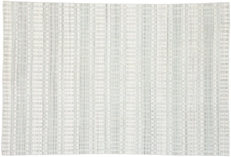 Transitional Gray Area Rug with Scandinavian Modern Swedish Style at ...