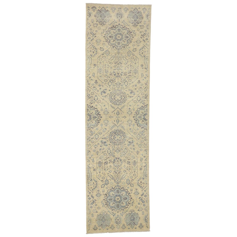 New Transitional Hallway Runner with Romantic Chinoiserie Chic Style ...