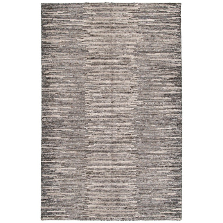 Transitional Modern Indian Silver Rug For Sale at 1stDibs