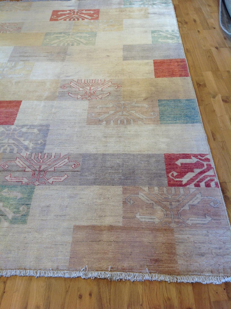 Transitional Multi-Color Pakistani Rug For Sale at 1stDibs