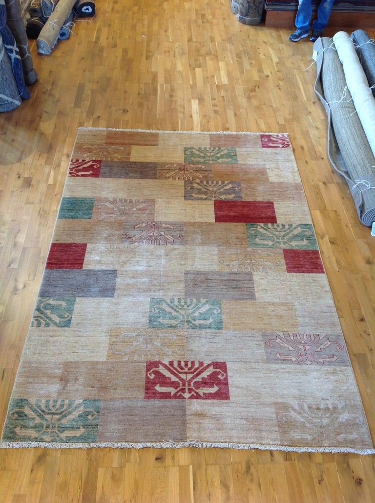 Transitional Multi-Color Pakistani Rug For Sale at 1stDibs