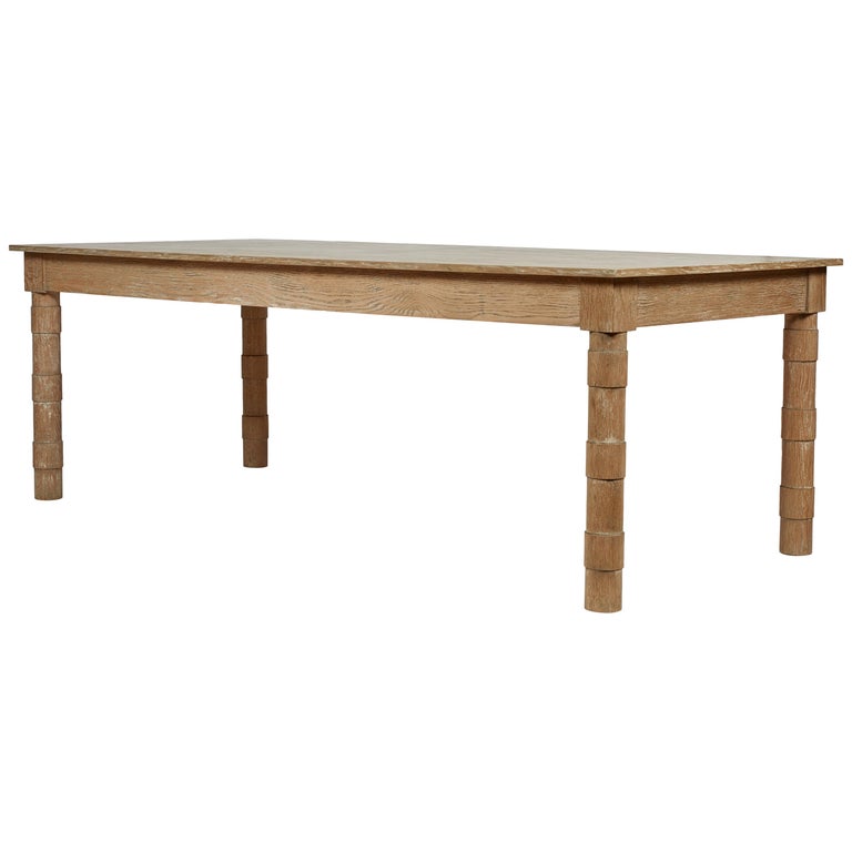 Transitional Turned Leg Dining Table in Warm Cerused Oak by Martin and ...
