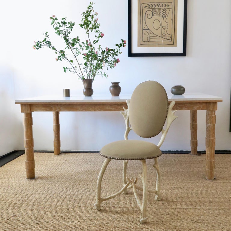 Transitional Turned Leg Dining Table Oak Marble Top by Martin and ...