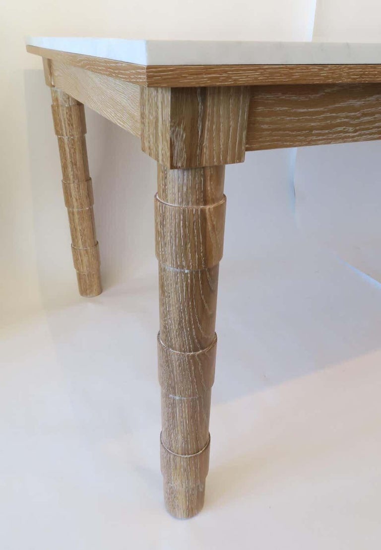 Transitional Turned Leg Dining Table Oak Marble Top by Martin and ...
