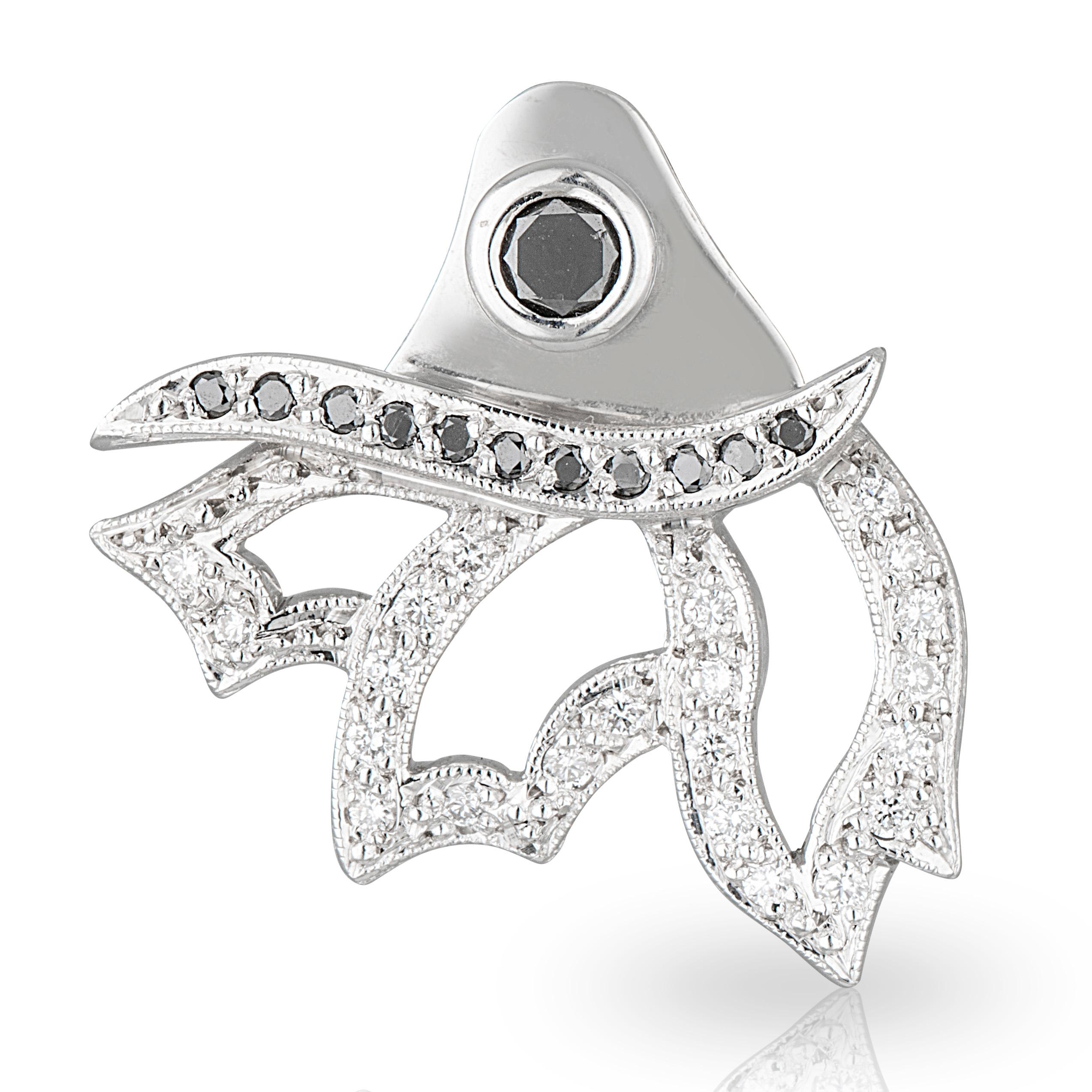 2 in 1 White/Black Diamond Angel Wing Earrings with Removable Studs For ...