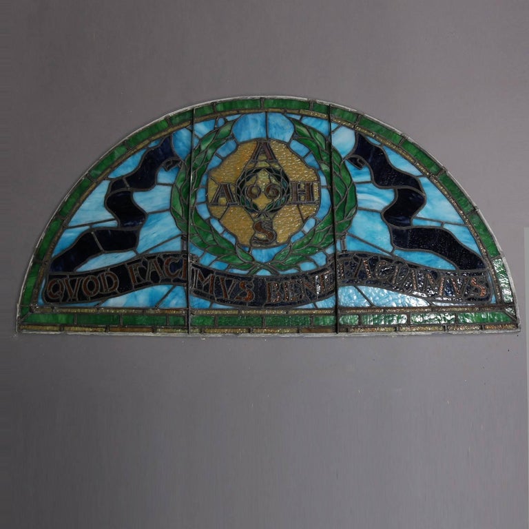 Transom Leaded Glass Window, New York, "AAHS What You Do, Do Well ...