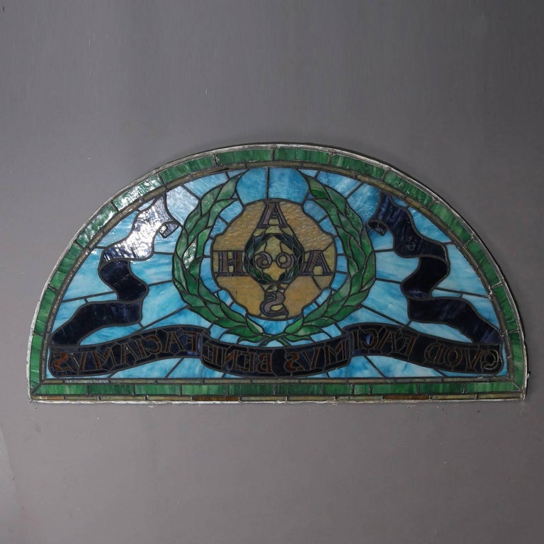 Transom Leaded Glass Window, New York, "AAHS What You Do, Do Well ...