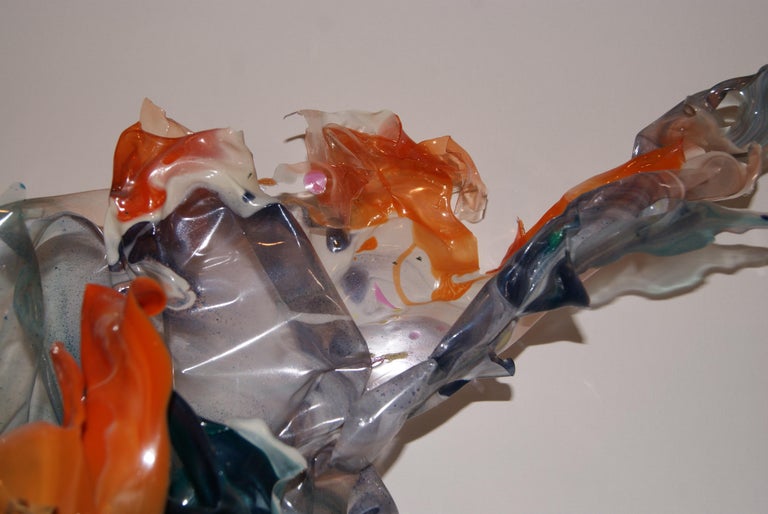 Transparent Blue and Orange Acrylic Sculptural Vessel For Sale at 1stDibs