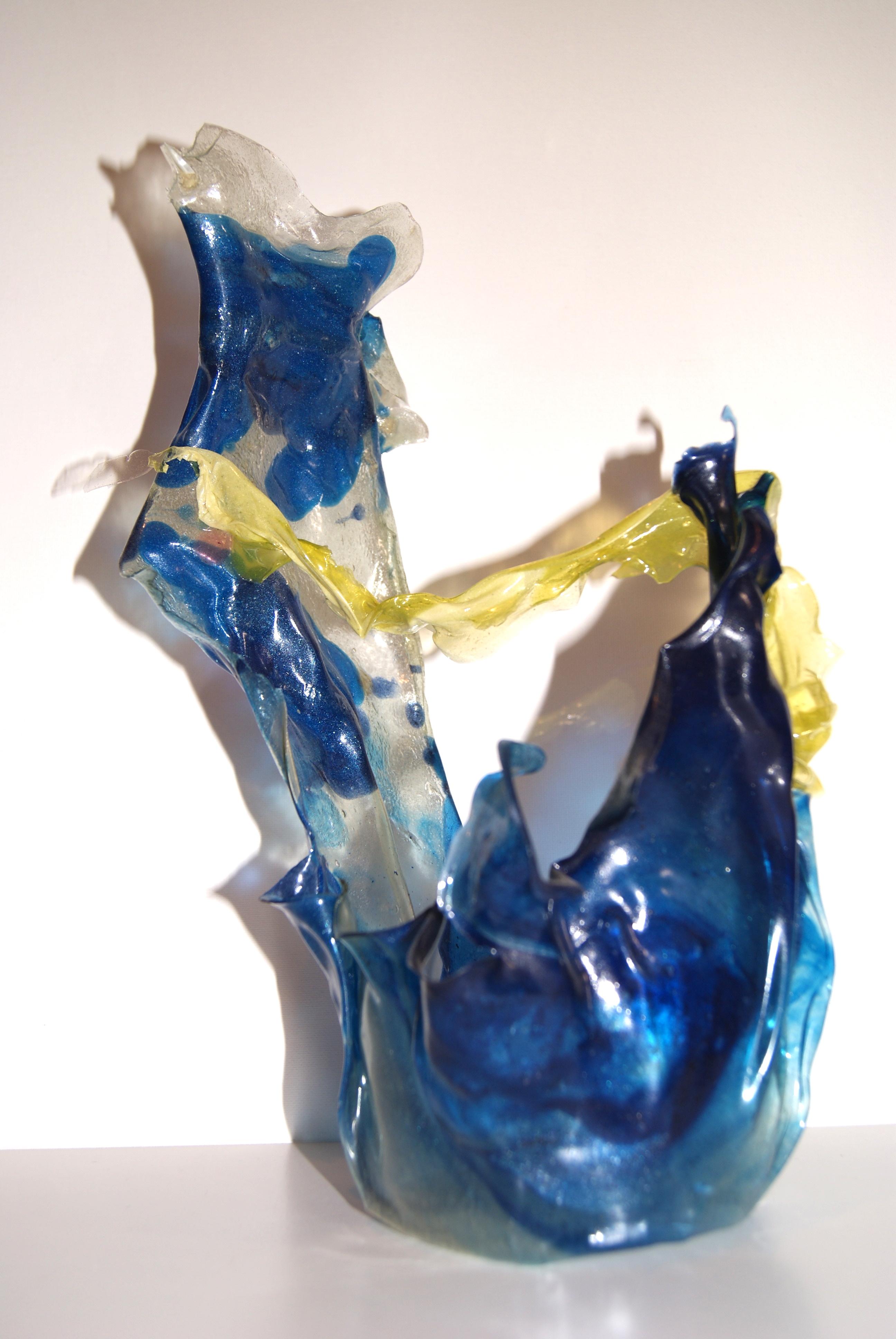 Transparent Blue Green Acrylic Sculptural Vessel For Sale at 1stDibs