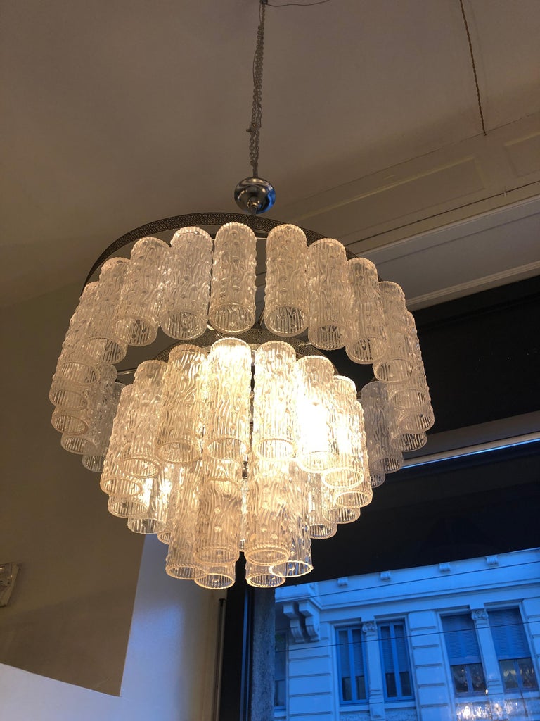 Transparent Glass Toni Zuccheri for Venini 6 Lights Chandelier at ...